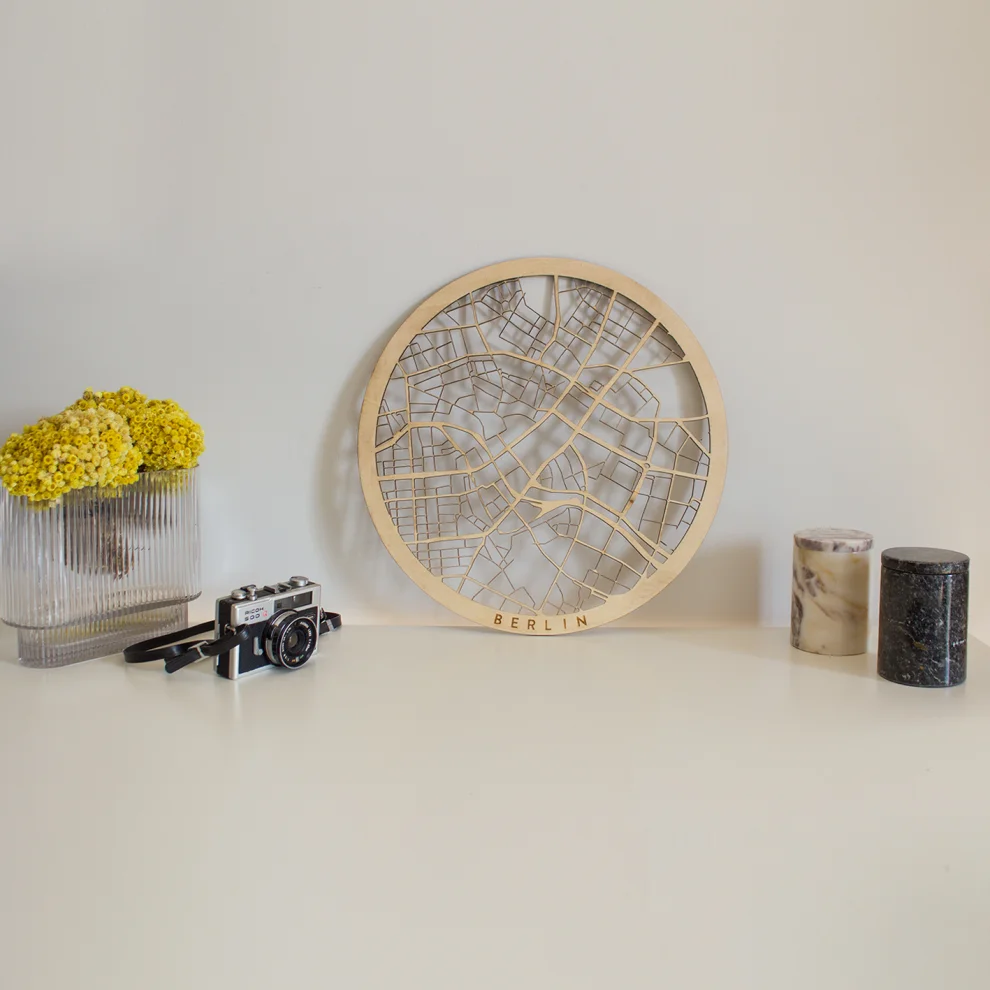 ODA.products - Berlin - Wooden City Map 40 cm Natural Wood | hipicon