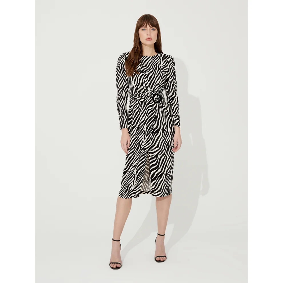 The Good Look Company - Victoria Zebra Print Midi Length Dress XS ...