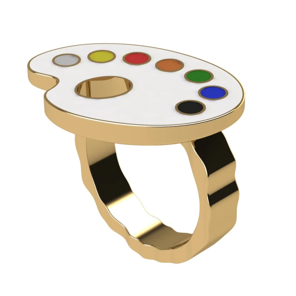 Fia Silver - Natura Painter's Palette Ring 8 Yellow | hipicon