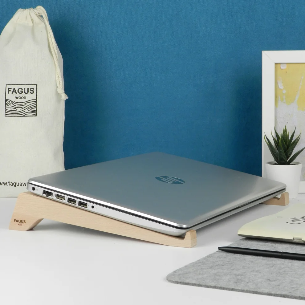 Fagus Wood - Wood Laptop Stand Macbook Tray Mac Stand - Simple | hipicon