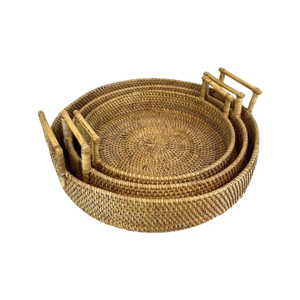 Lasttouch Interiors - Handled Rattan Tray Small | hipicon