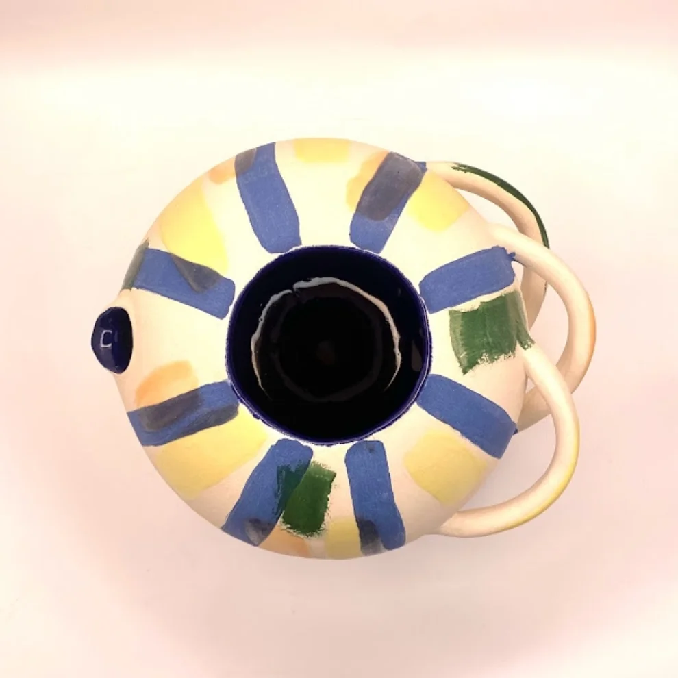 Haane Design - Blue Stripe Moon Decorative Ceramic Jug | hipicon