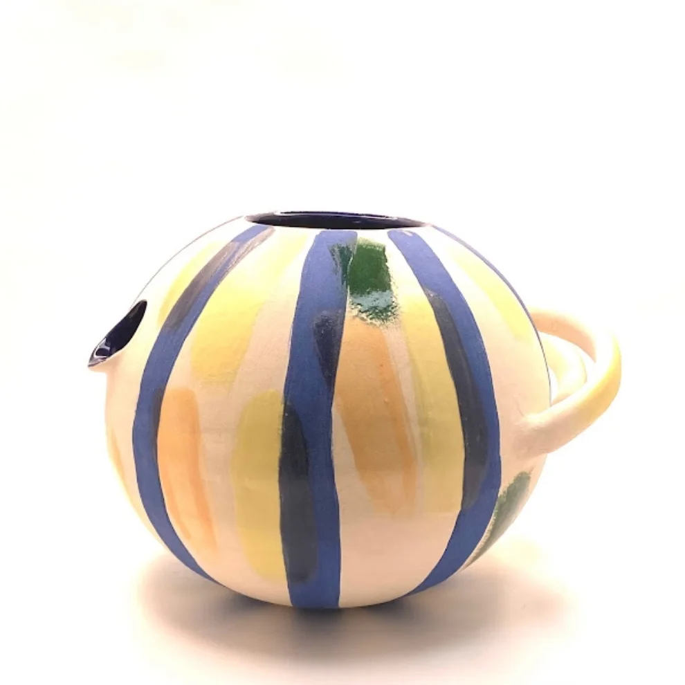 Haane Design - Blue Stripe Moon Decorative Ceramic Jug | hipicon
