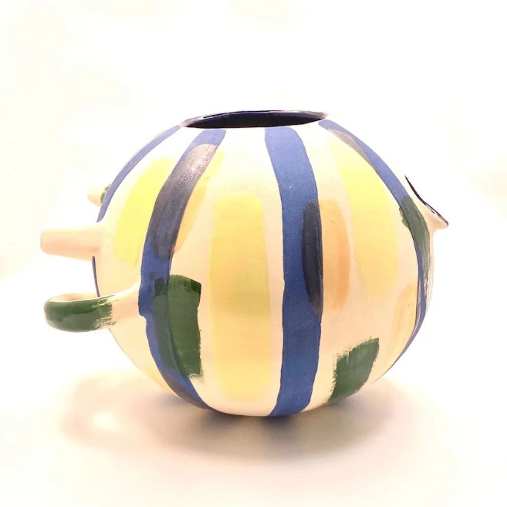 Haane Design - Blue Stripe Moon Decorative Ceramic Jug | hipicon