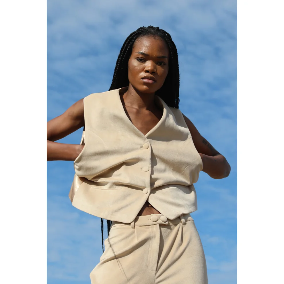 Tiny - Ines Velvet Vest S Creme | hipicon