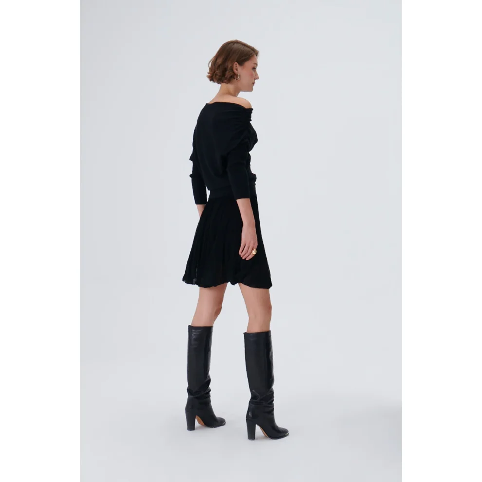 Joinus - Italyan Yarn Pleated Mini Tiko Skirt S - SOLD OUT Black | hipicon