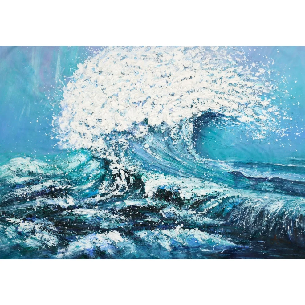Home in Joy - Handmade Oil Painting 112x83cm Sea Waves Modern | hipicon