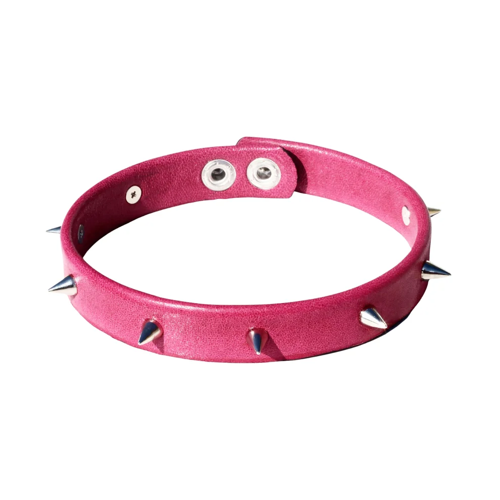 Calyx Pink Spiked Choker Necklace hipicon