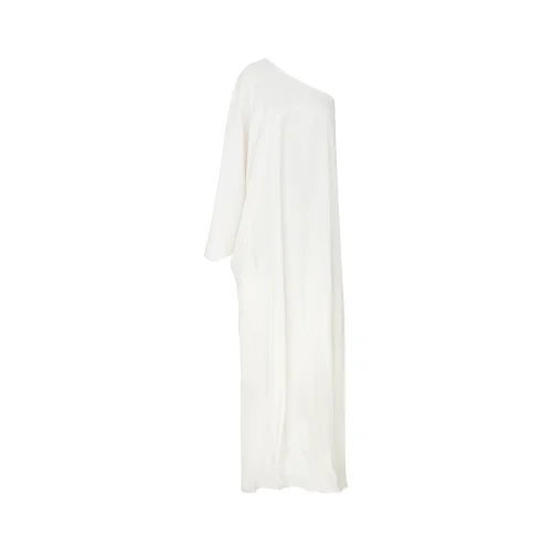 Nazlı Ceren - White Venus One-shoulder Satin Maxi Dress In White Swan ...