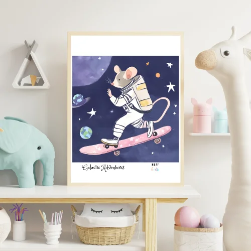 Muff Kids - A3 Galactic Adventure Animals Art Work Design Poster For ...