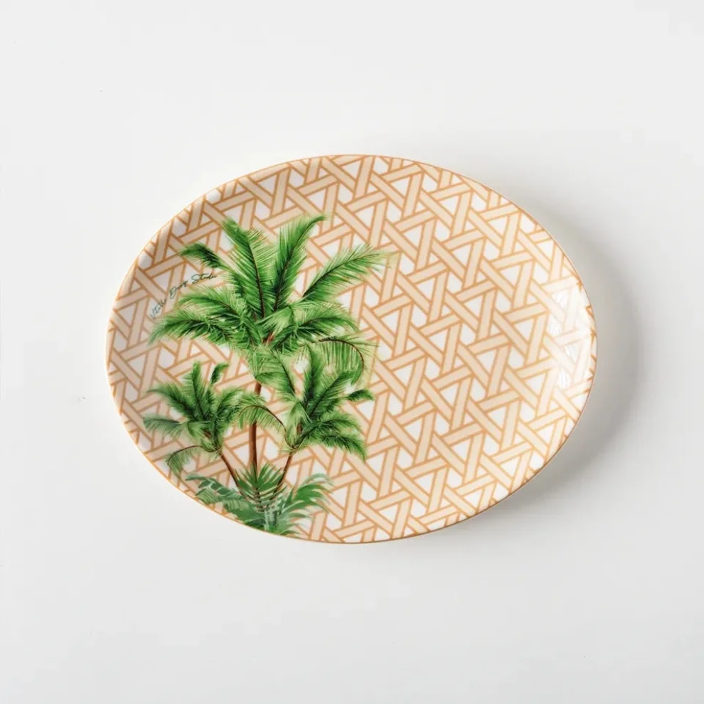Vitelli Design Studio - Hazeran Palmiye Porcelain Boat Plate 21 Cm ...