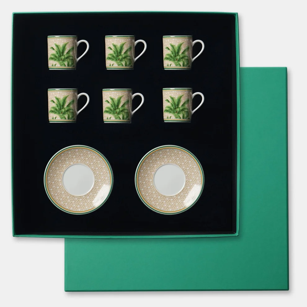 Vitelli Design Studio - Hazeran Palm Set Of 6 Coffee Cups | hipicon