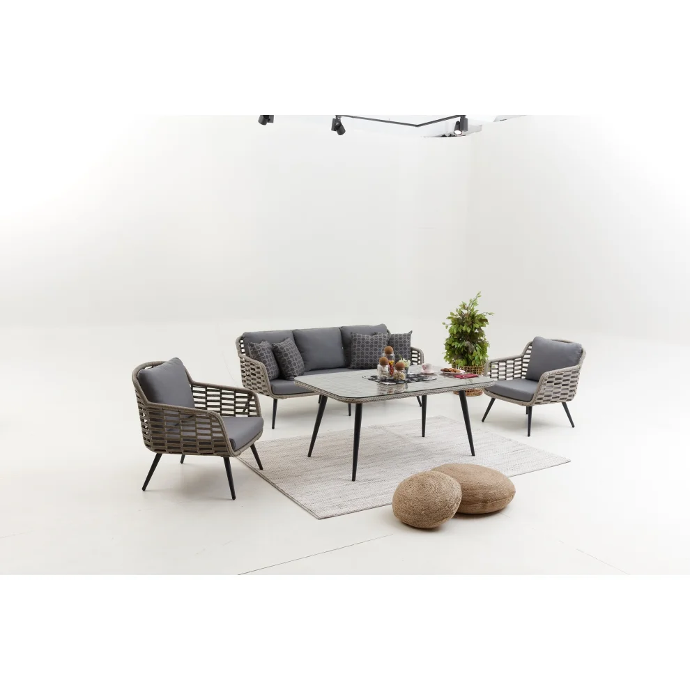Divona Home Aura Rattan Garden Seating Group 3 1 1 s hipicon