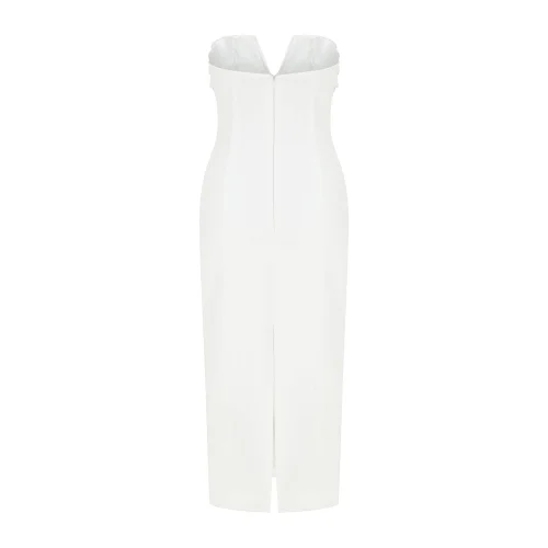 Nazlı Ceren - White Miora Crepe Midi Dress | hipicon